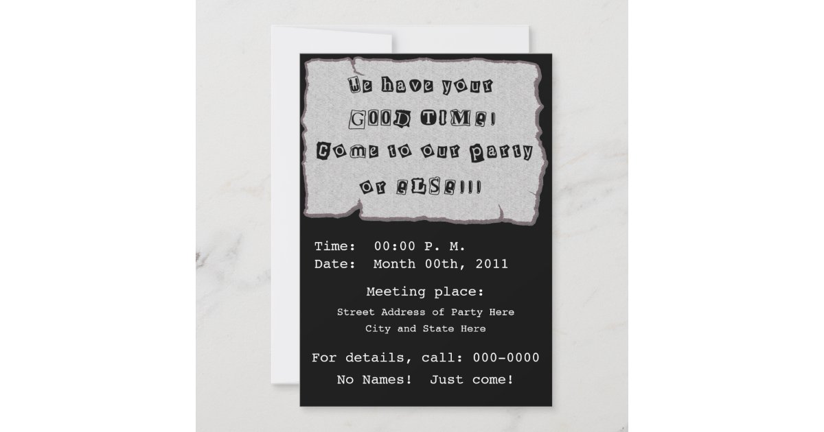 Ransom Note For Party Invitation | Zazzle