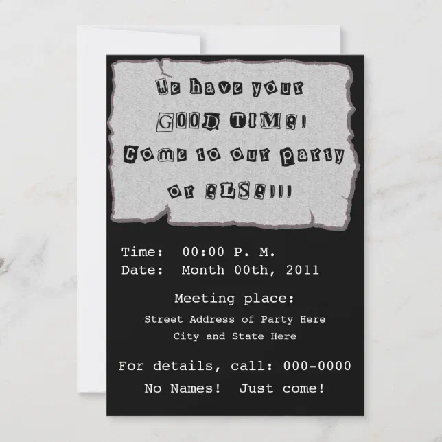 Ransom Note For Party Invitation | Zazzle