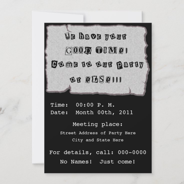 Ransom Note For Party Invitation | Zazzle