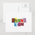 Ransom Note Thank You Postcard | Zazzle
