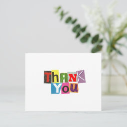 Ransom Note Thank You Postcard | Zazzle