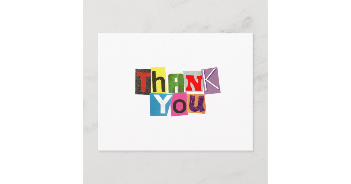 Ransom Note Thank You Postcard | Zazzle