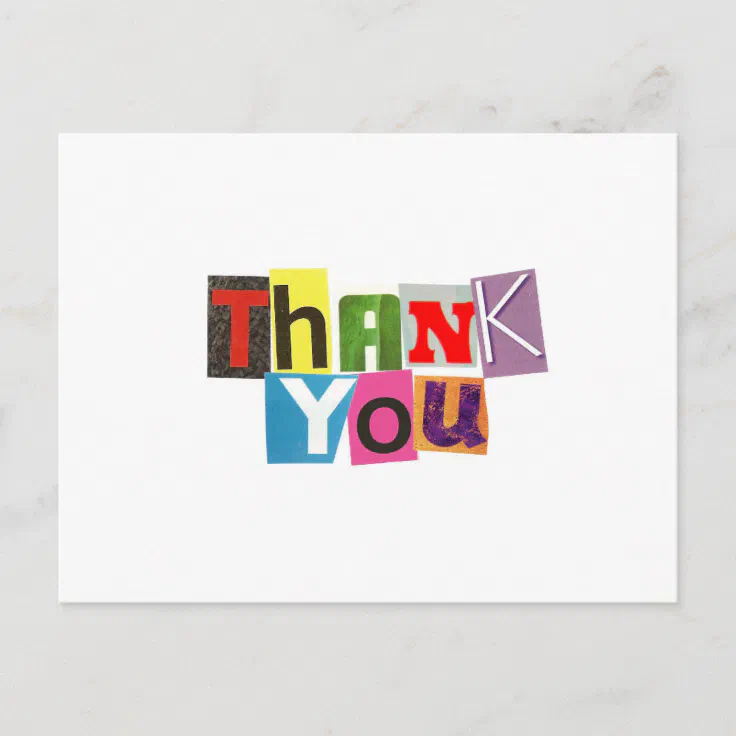 Ransom Note Thank You Postcard | Zazzle