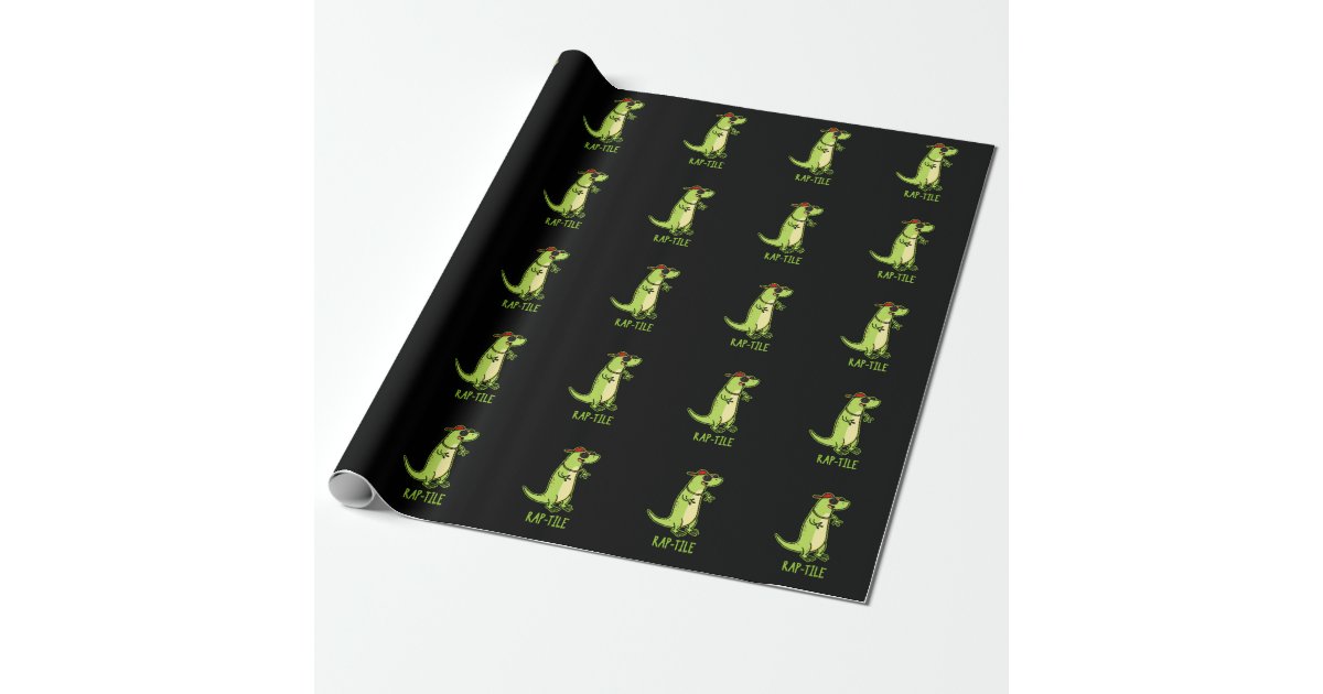 Rap-tile Funny Reptile Lizard Pun Dark BG Wrapping Paper | Zazzle