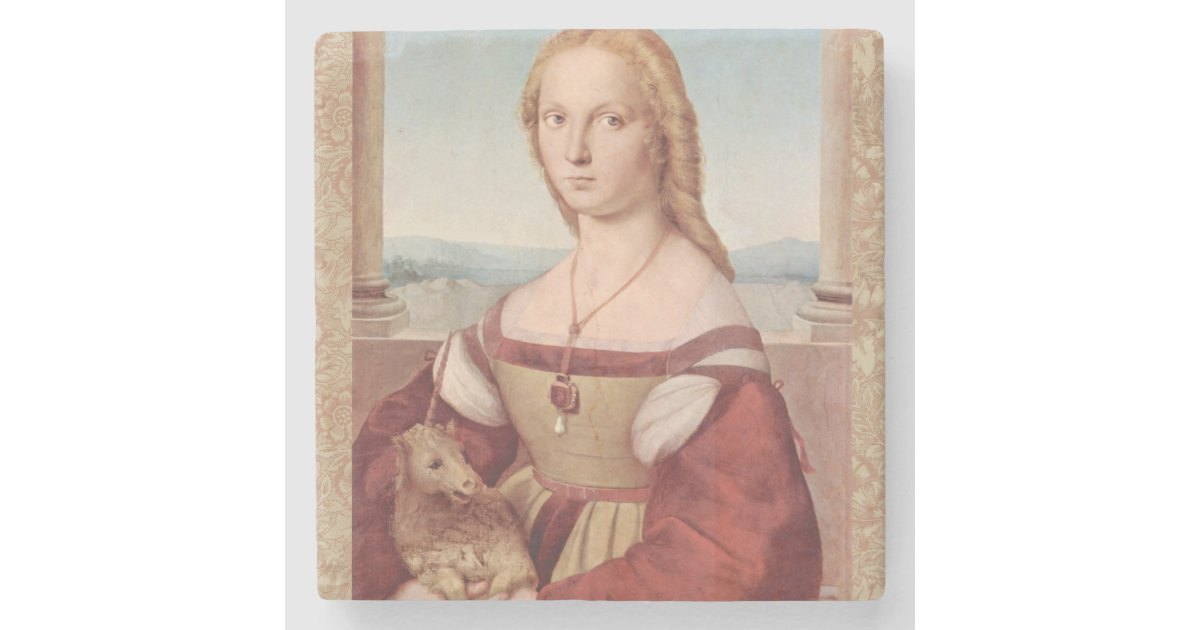 Raphael Lady and Unicorn Classic Stone Coaster | Zazzle