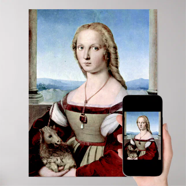 Raphael – Lady with unicorn – Raffaello Santi Poster | Zazzle