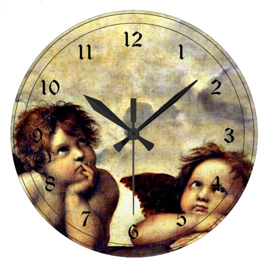 Raphael: Putti, Detail from the Sistine Madonna Large Clock | Zazzle.com
