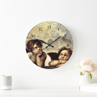 Raphael: Putti, Detail from the Sistine Madonna Large Clock | Zazzle