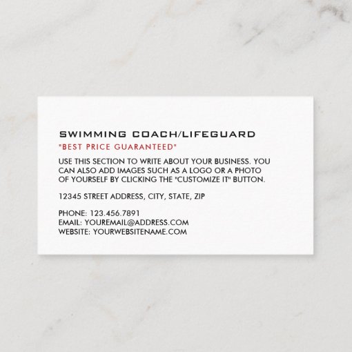 Rapid Swimming Icon, Swimming Coach & Lifeguard Business Card | Zazzle