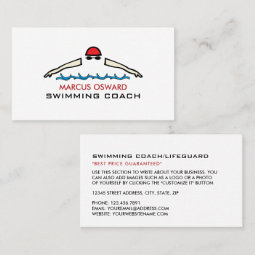 Rapid Swimming Icon, Swimming Coach & Lifeguard Business Card | Zazzle