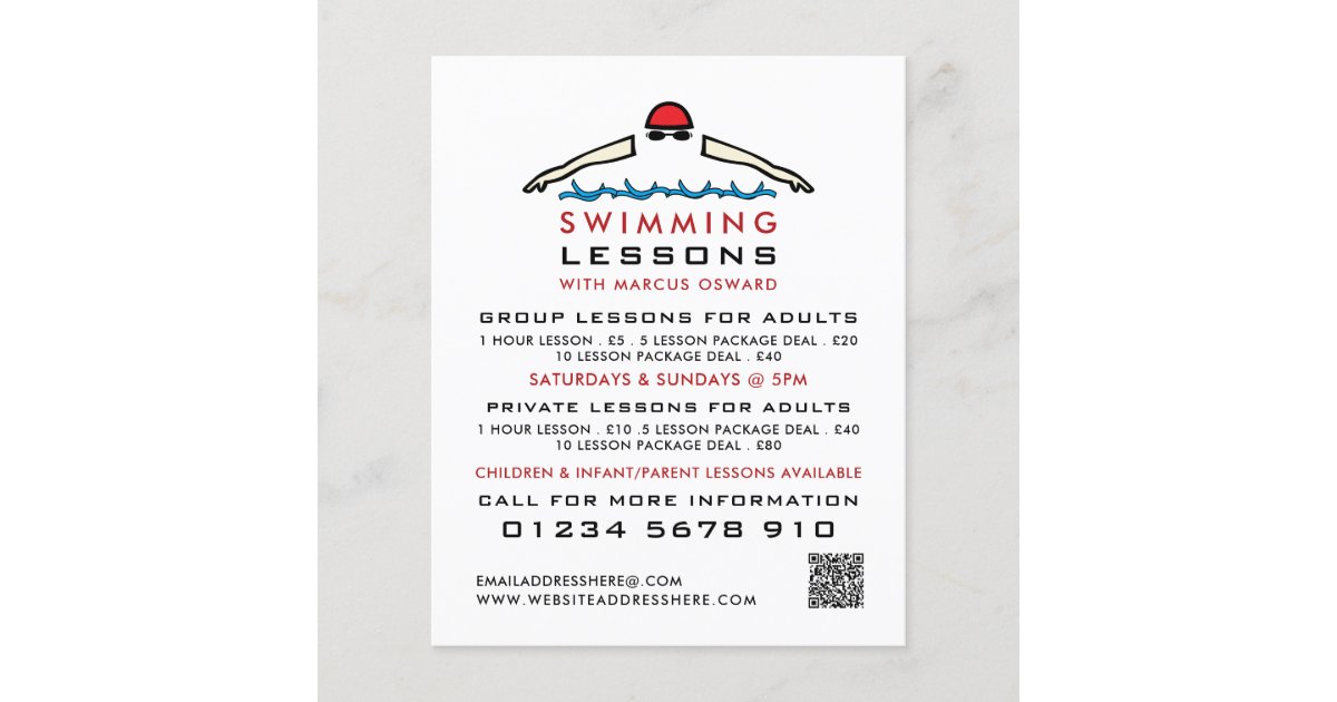 Rapid Swimming Icon, Swimming Lesson Advertising Flyer | Zazzle