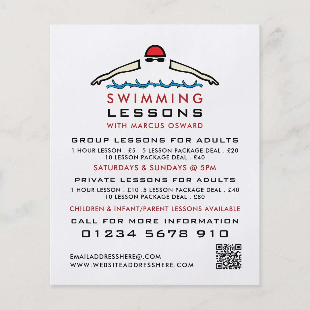 Rapid Swimming Icon, Swimming Lesson Advertising Flyer | Zazzle