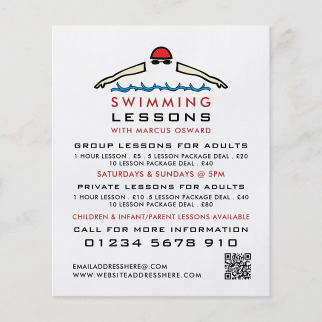 Rapid Swimming Icon, Swimming Lesson Advertising Flyer | Zazzle