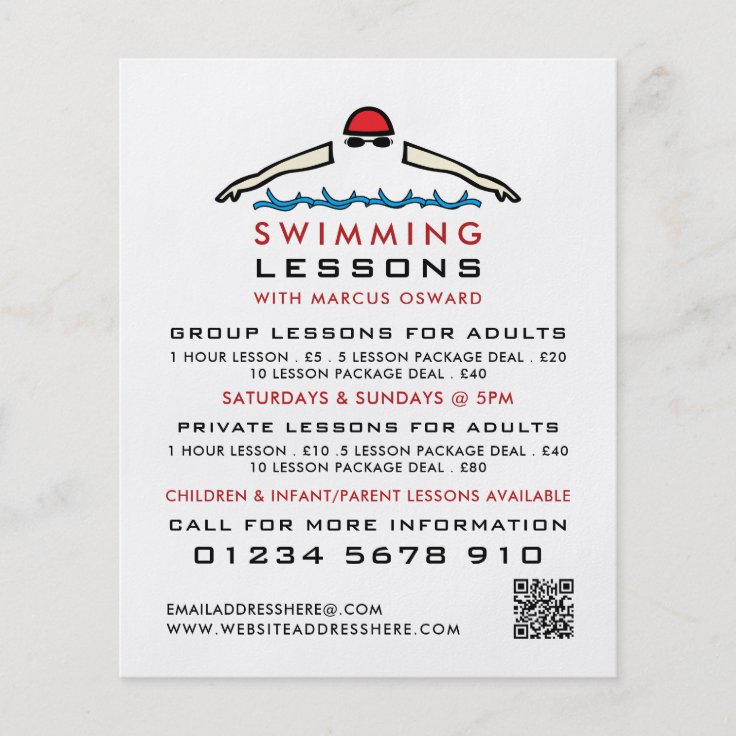 Rapid Swimming Icon, Swimming Lesson Advertising Flyer | Zazzle