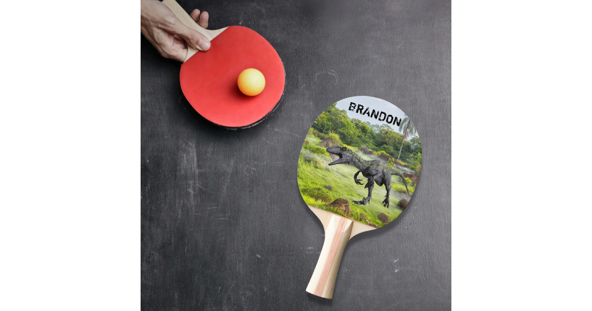 Raptor Velociraptor Dinosaur Monogram Ping Pong Paddle | Zazzle