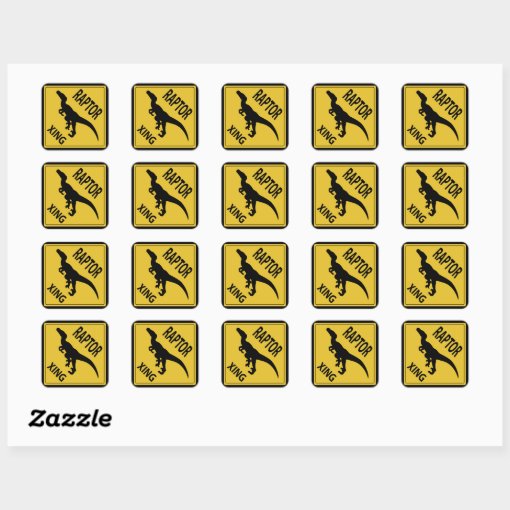 Raptor Xing Square Sticker | Zazzle