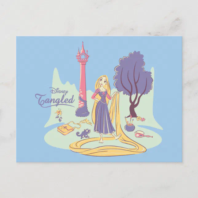 Rapunzel & Pascal in Pretty Pastels Postcard | Zazzle