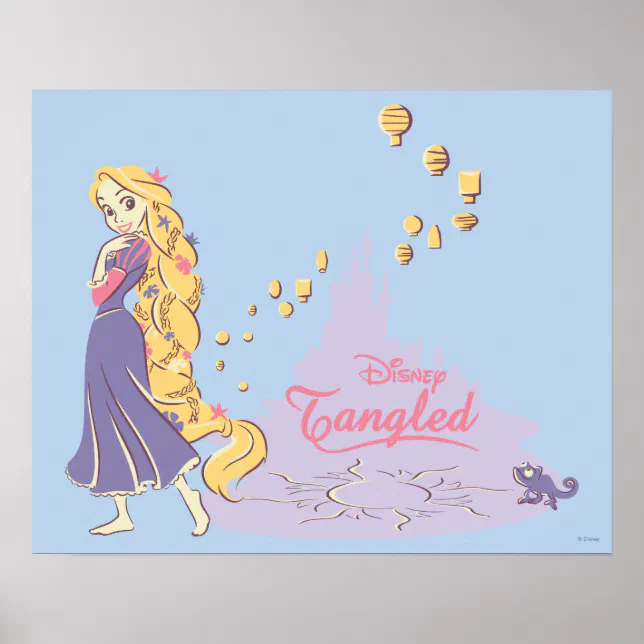 Rapunzel & Pascal in Purple Poster | Zazzle