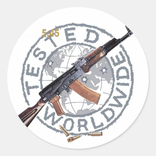 RARE AK-47 RUSSIAN ARMY KALASHNIKOV GUN MILITARY CLASSIC ROUND STICKER ...