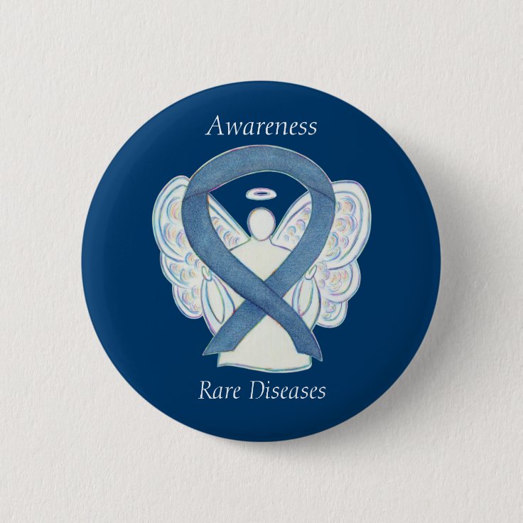 Rare Diseases Denim Awareness Angel Ribbon Pin | Zazzle