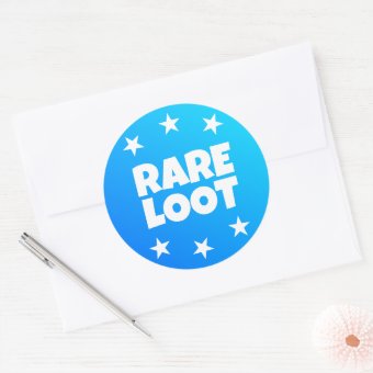 Rare Loot Gamer Kids Neon Blue Text Slogan Classic Round Sticker | Zazzle