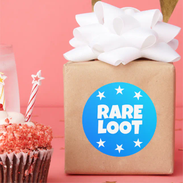 Rare Loot Gamer Kids Neon Blue Text Slogan Classic Round Sticker | Zazzle