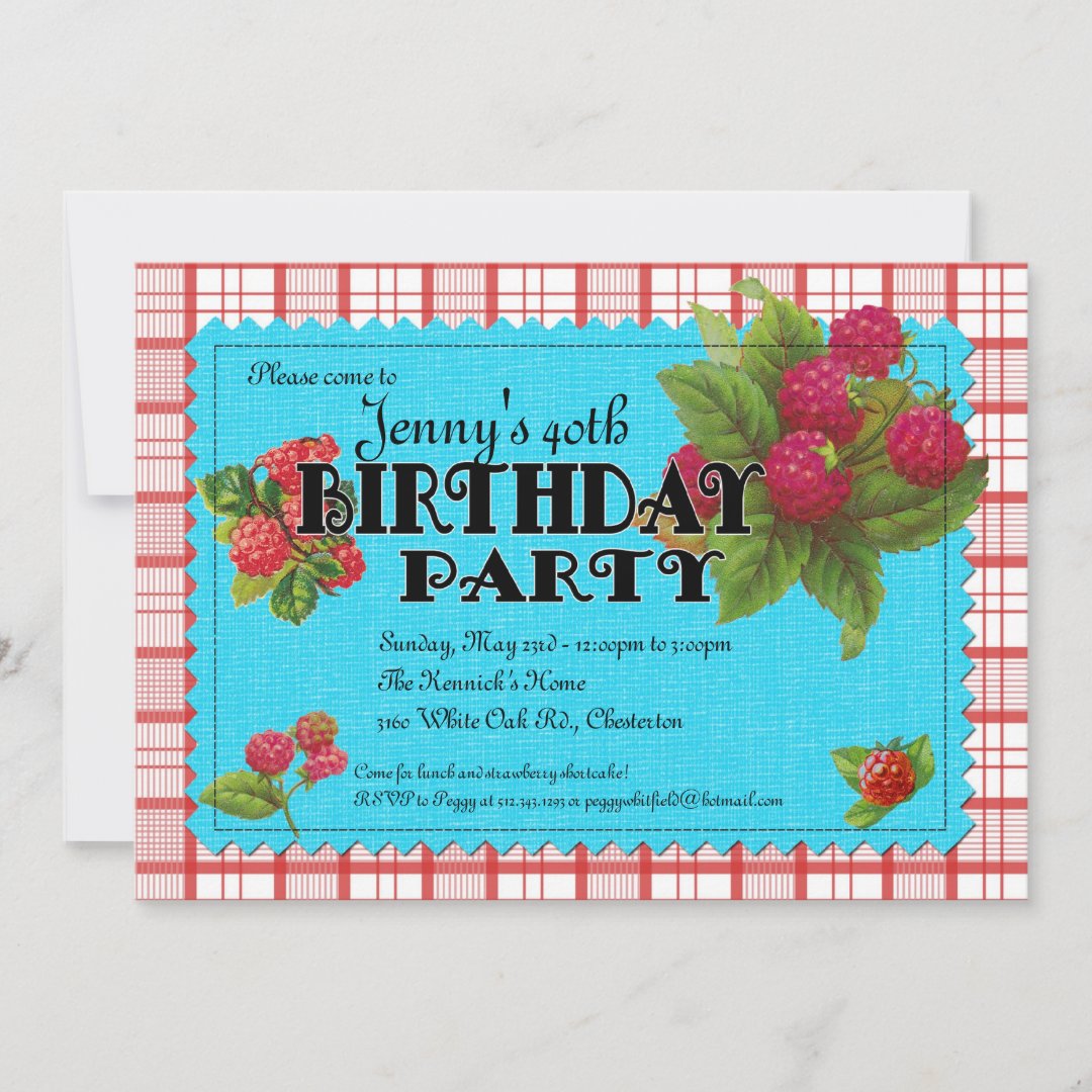 Raspberry Birthday Party Invitation | Zazzle