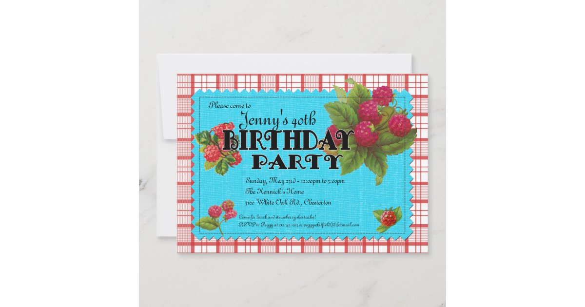 Raspberry Birthday Party Invitation | Zazzle