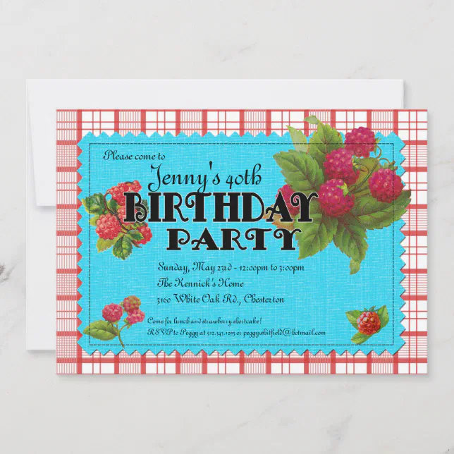 Raspberry Birthday Party Invitation | Zazzle