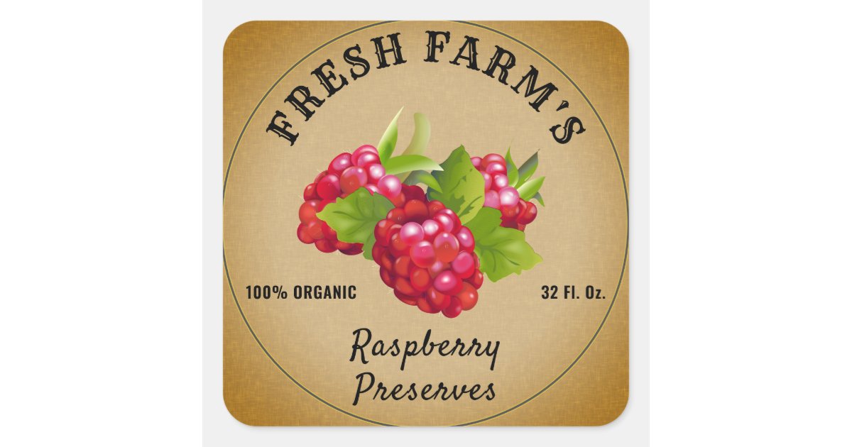 Raspberry Fruit Canning | Jam Label | Zazzle
