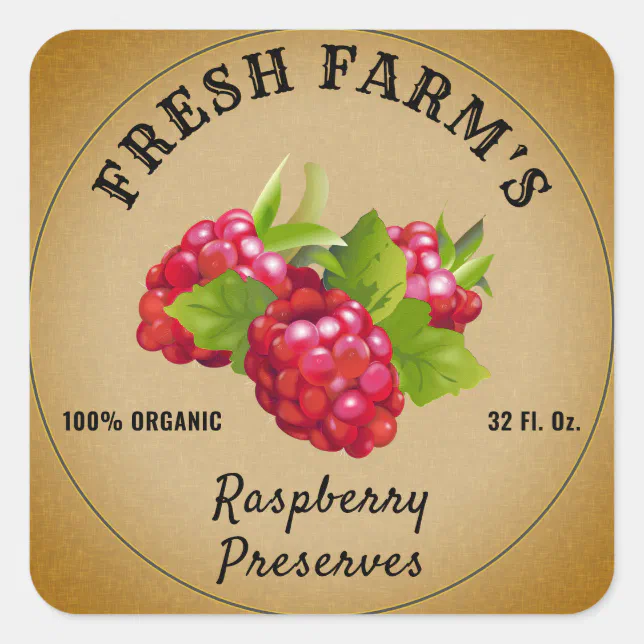Raspberry Fruit Canning | Jam Label | Zazzle