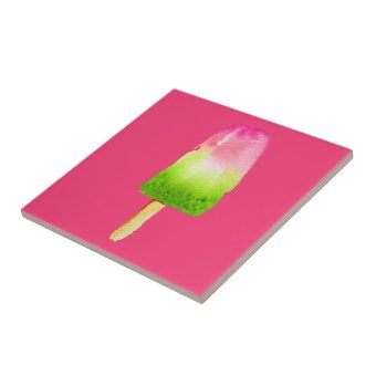 Raspberry ice-block pop art popsicle Summer Ceramic Tile | Zazzle