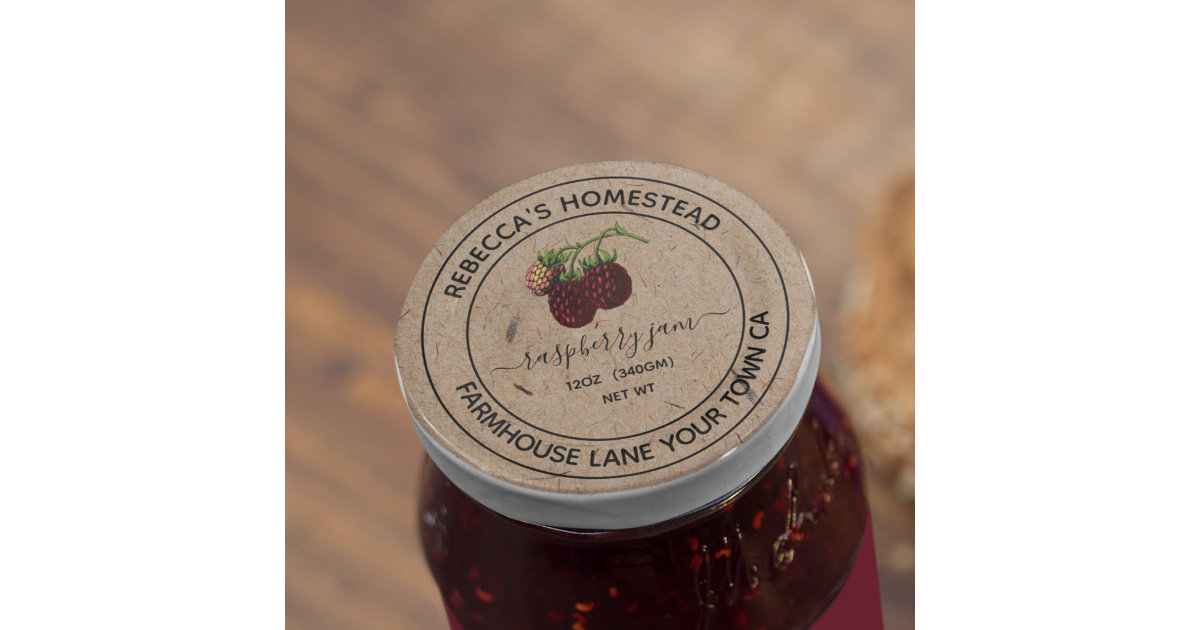 Raspberry Jam Kraft Paper Canning Jar Labels | Zazzle
