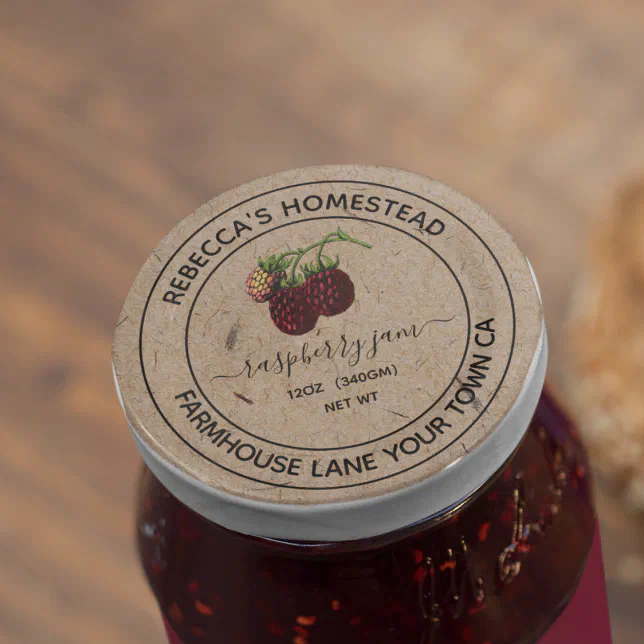 Raspberry Jam Kraft Paper Canning Jar Labels | Zazzle
