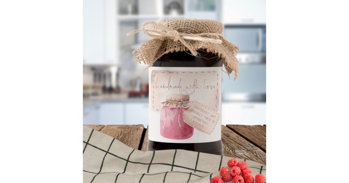 Raspberry Jam Label Homemade with Love Name | Zazzle
