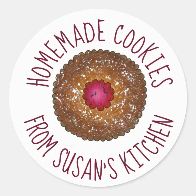 Raspberry Linzer Torte Personalized Baked Kitchen Classic Round Sticker ...