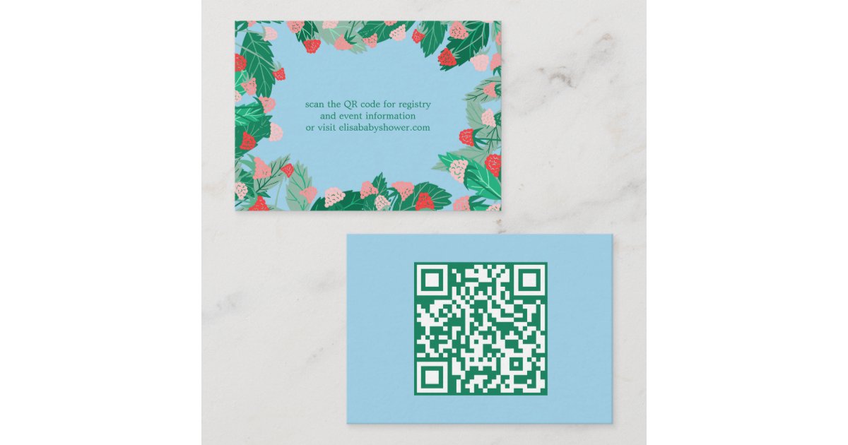 Raspberry Patch Cute CUSTOM QR Code BABY SHOWER Enclosure Card | Zazzle