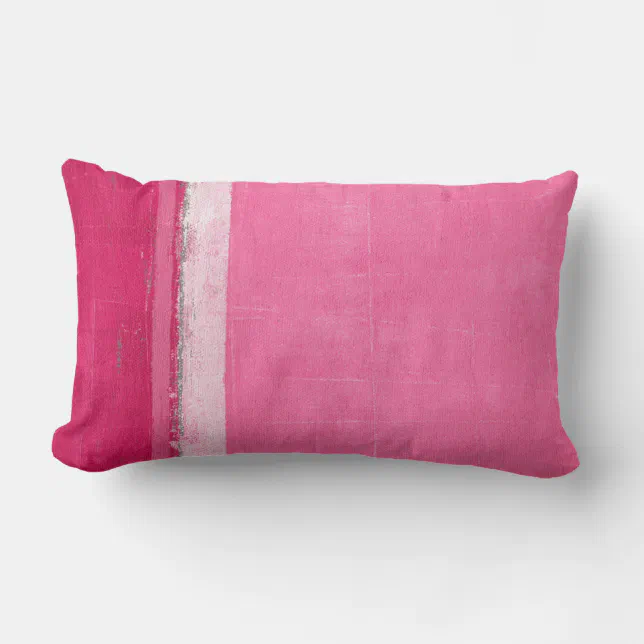 'Raspberry' Pink Abstract Art Lumbar Pillow | Zazzle