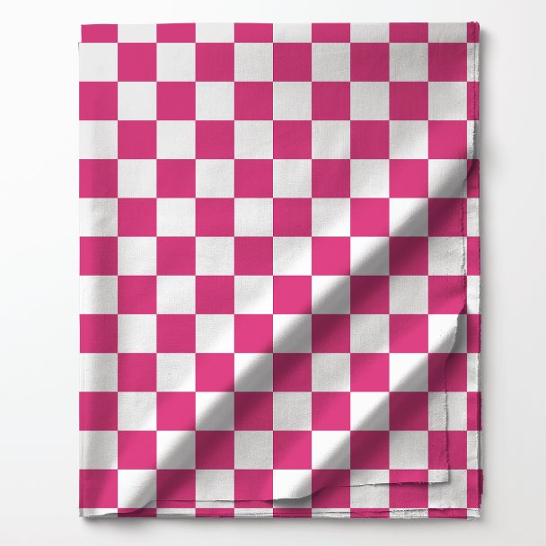 Retro Pink Gingham Checkered Pattern Background Fabric | Zazzle
