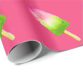 Raspberry popsicle pop art cute food wrapping paper | Zazzle