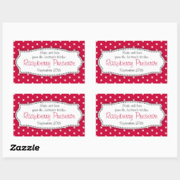 Raspberry preserve or jam jar food label sticker | Zazzle