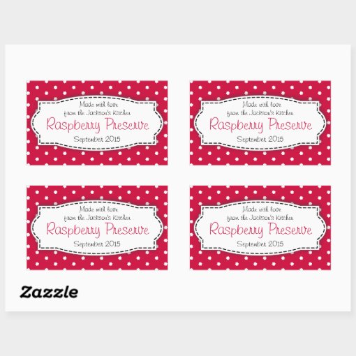 Raspberry preserve or jam jar food label sticker | Zazzle