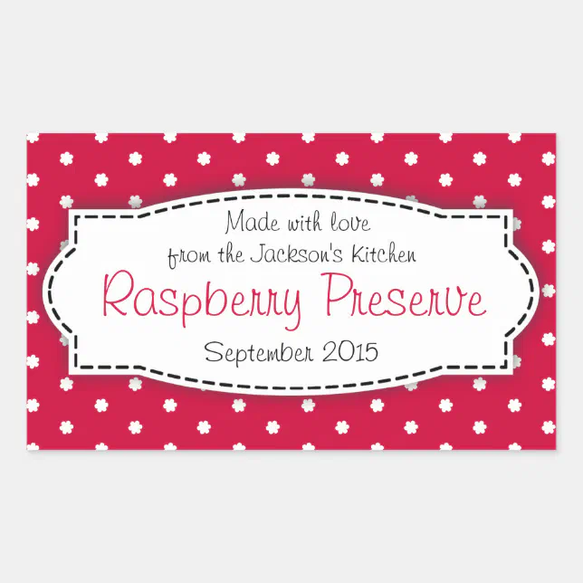 Raspberry preserve or jam jar food label sticker | Zazzle