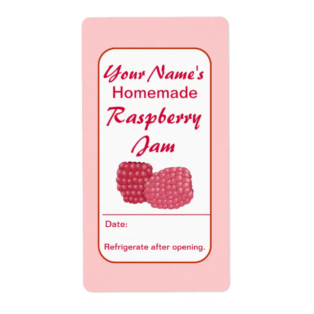 Raspberry Preserves Custom Jam Jar Labels | Zazzle