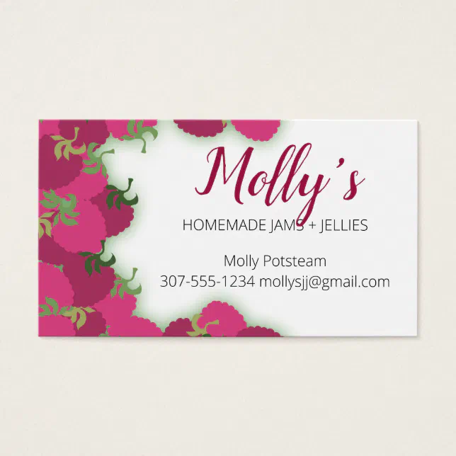 raspberry raspberries fruit jam pie business card | Zazzle