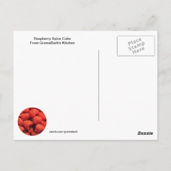 Raspberry Spice Cake Recipe Postcard | Zazzle