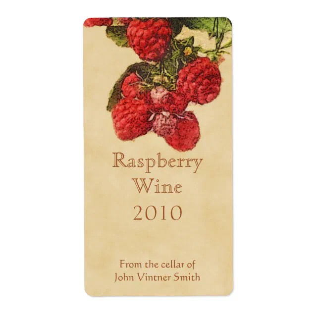 Raspberry wine bottle label | Zazzle