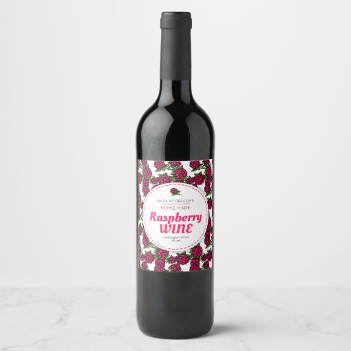 Raspberry wine drawing of raspberries wine label | Zazzle