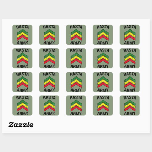 Rasta army square sticker | Zazzle