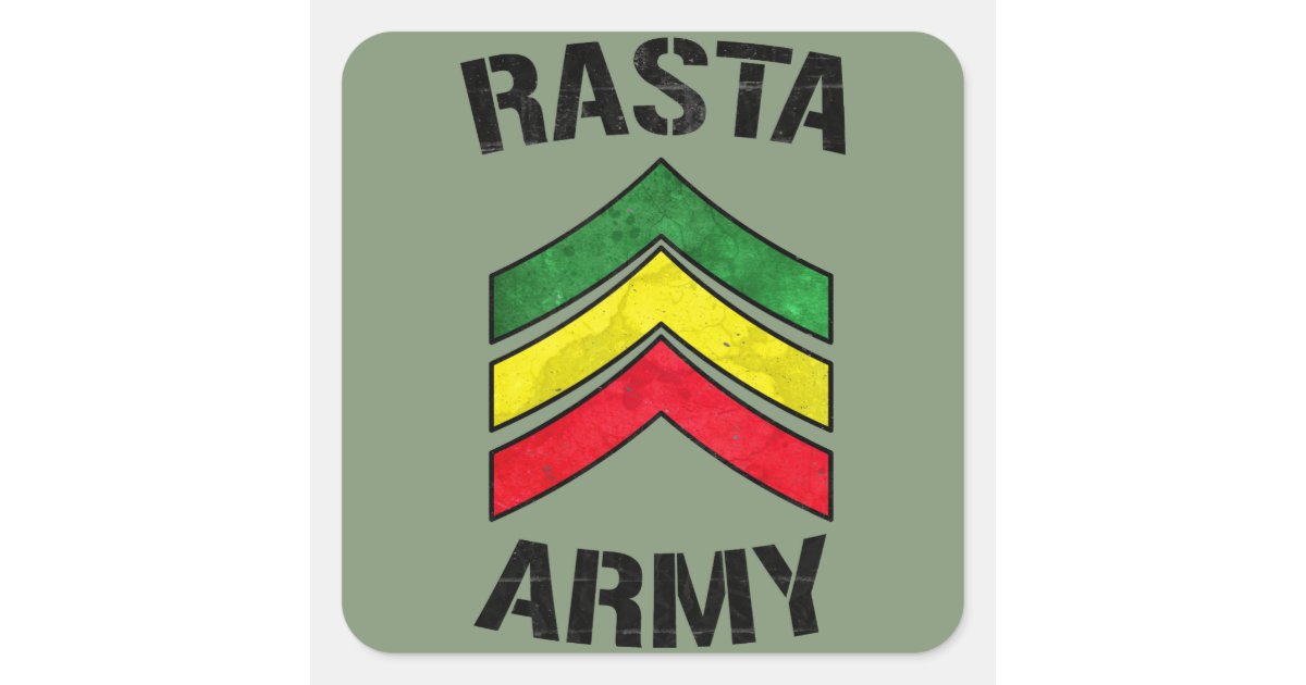 Rasta army square sticker | Zazzle
